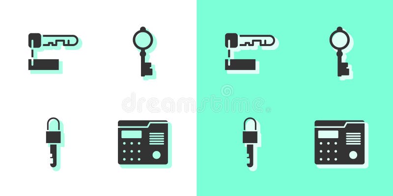 Set House Intercom System Marked Key Locked And Old Icon Vector Stock Vector Illustration