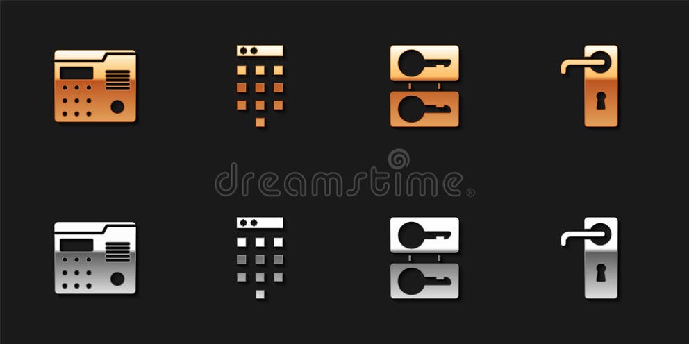 Set House Intercom System, Password Protection, Casting Keys and Door Handle Icon. Vector Stock ...