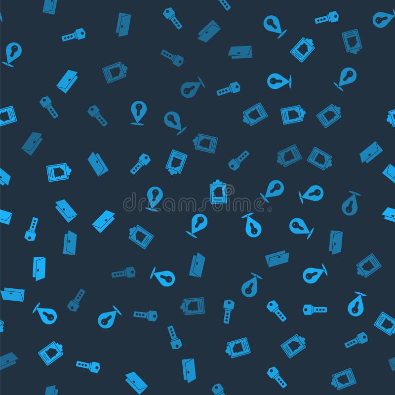 Set House Key, Location, Contract and Closed Door on Seamless Pattern ...