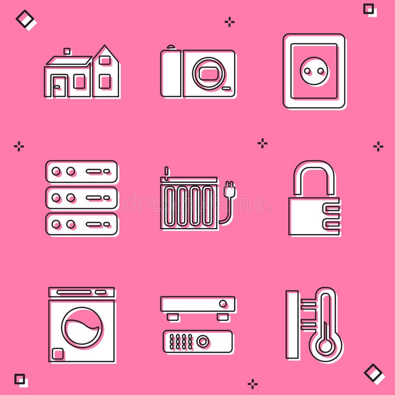 Set House, Photo Camera, Electrical Outlet, Server, Data, Web Hosting, Heating Radiator, Safe ...