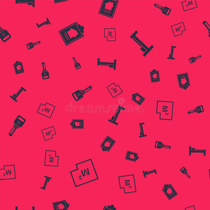 Set House Plan, Contract, Key and Bed on Seamless Pattern. Vector Stock ...