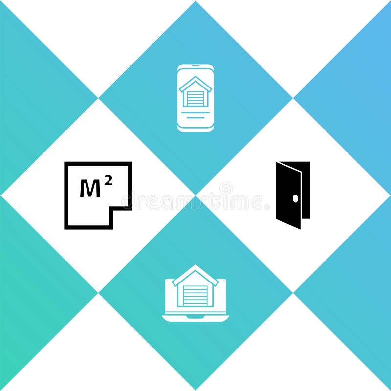 Set House Plan, Online Real Estate House, and Closed Door Icon. Vector ...
