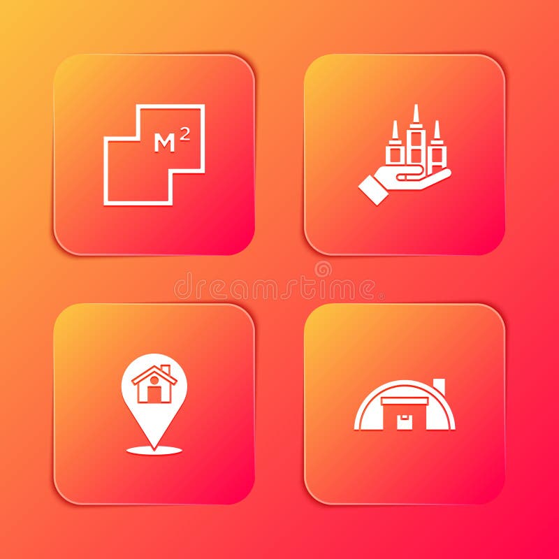 Set House Plan, Skyscraper, Location with House and Warehouse Icon ...