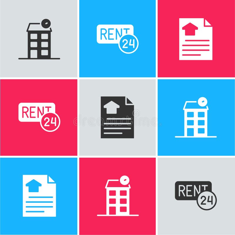 Set House, Rent and Contract Icon. Vector Stock Vector - Illustration ...