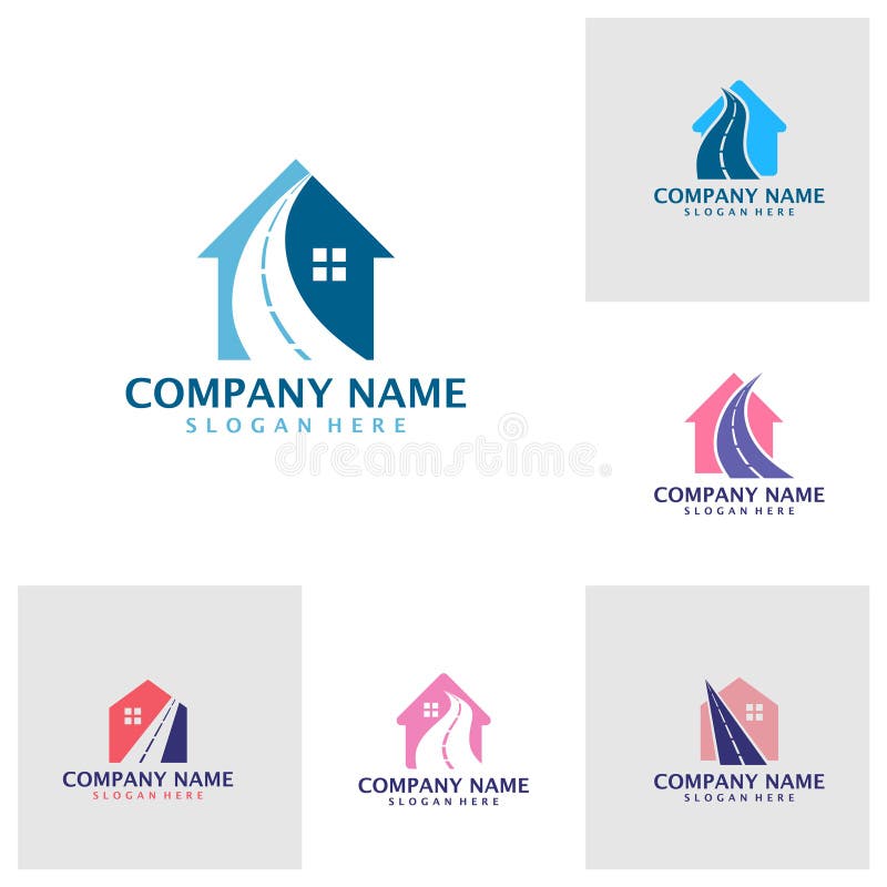 Set of House Road Logo Design Vector. Home Road Logo Design Template ...