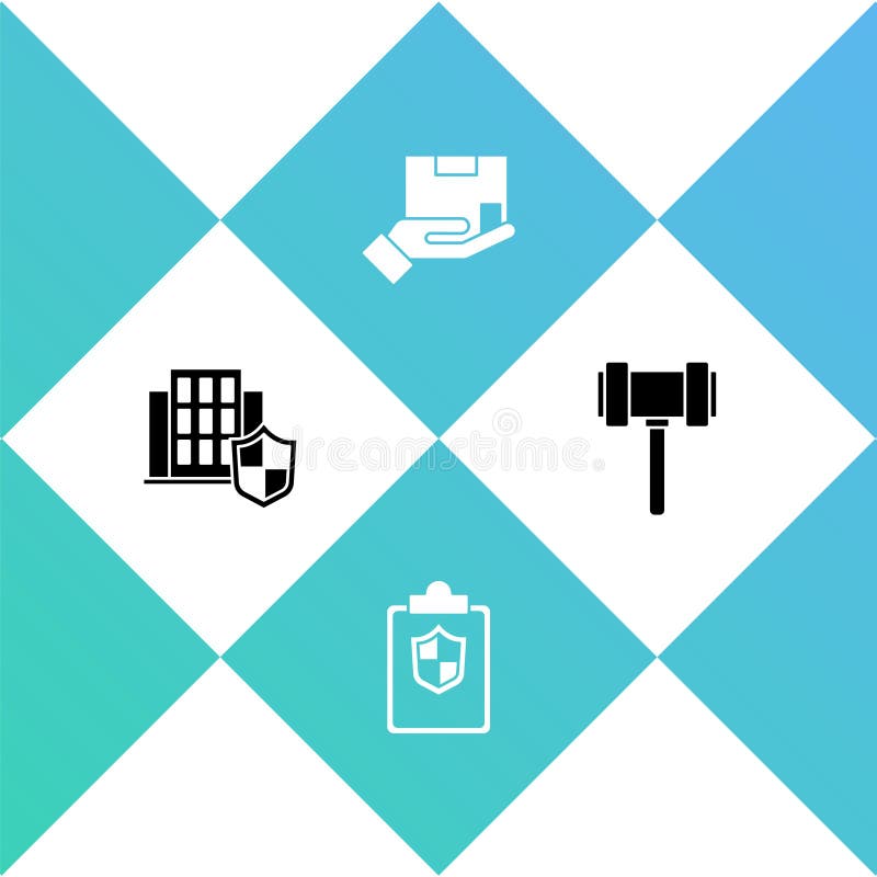Set House with Shield, Document, Delivery Insurance and Judge Gavel ... Set House with Shield, Document, Delivery Insurance and Judge Gavel ...