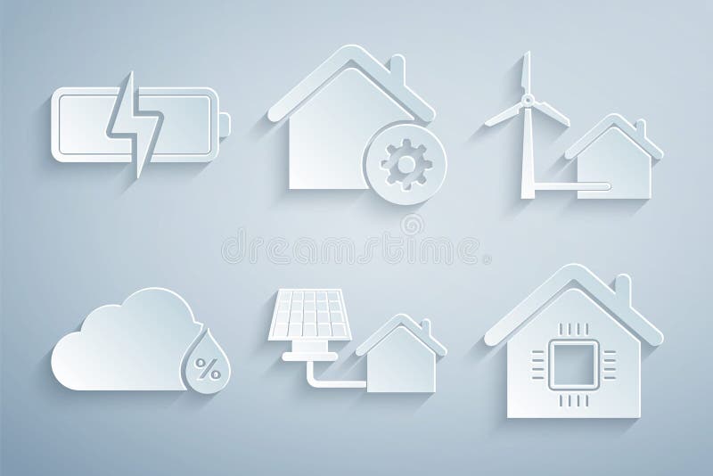 Set House with Solar Panel, Wind Turbine, Humidity, Smart Home ...