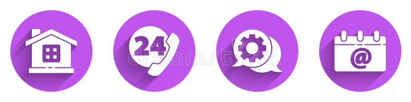 Set House, Telephone 24 Hours Support, Speech Bubble Chat and Calendar ...