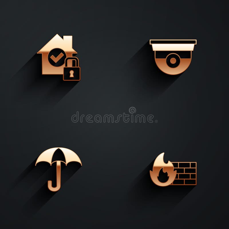 Set House Under Protection, Security Camera, Umbrella and Firewall ...