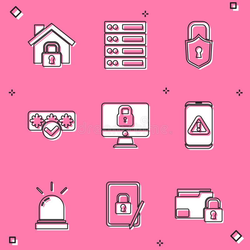 Password, Computer System Protection, Cyber Security Icons. Vector Clip ...