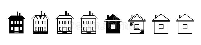 Set of Houses Line Shapes, Thin Line Design Vector Illustration Stock ...