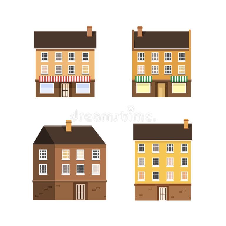 Set of the Houses Small Town Stock Vector - Illustration of decoration ...
