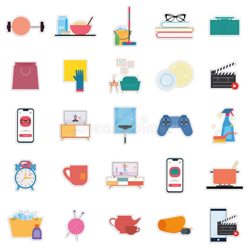 Set of housework icons stock vector. Illustration of housework - 196459970