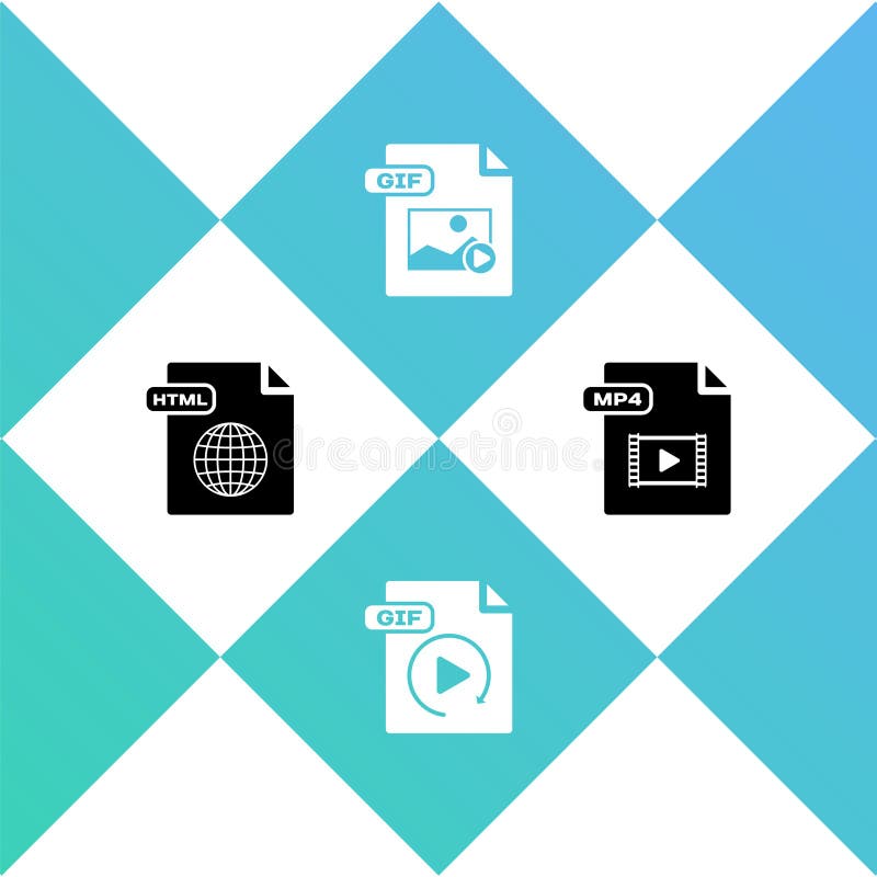 Set Html File Document Gif Y Mp4 Icon. Vector Ilustración del Vector ... Set Html File Document Gif Y Mp4 Icon. Vector Ilustración del Vector ...