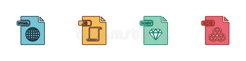 Set HTML File Document, JS, RUBY and 3DS Icon. Vector Stock ... Set HTML File Document, JS, RUBY and 3DS Icon. Vector Stock ...