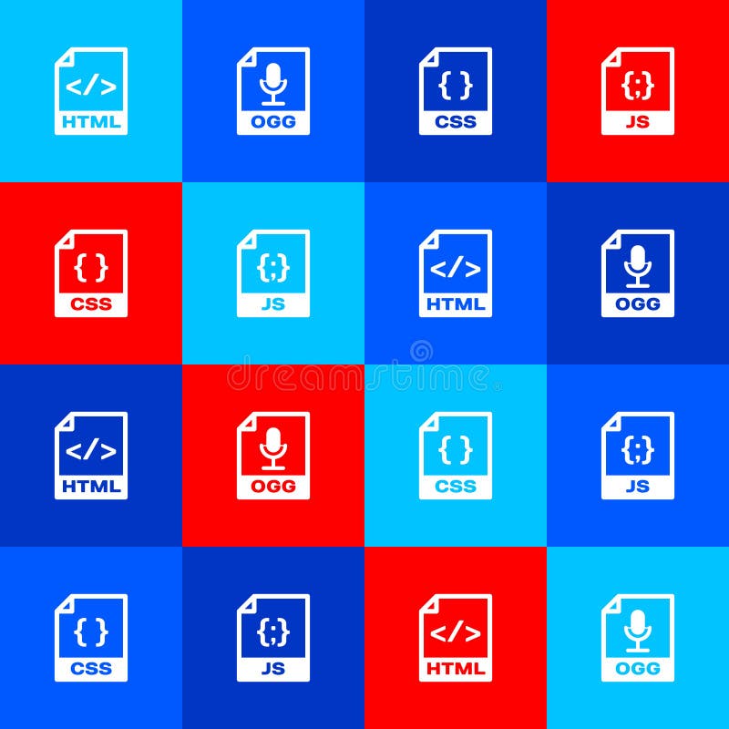Set HTML File Document, OGG, CSS and JS Icon. Vector Stock Illustration ... Set HTML File Document, OGG, CSS and JS Icon. Vector Stock Illustration ...