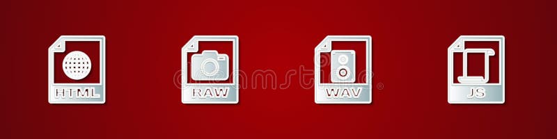 Set HTML File Document, RAW, WAV and JS Icon. Vector Stock Vector ... Set HTML File Document, RAW, WAV and JS Icon. Vector Stock Vector ...