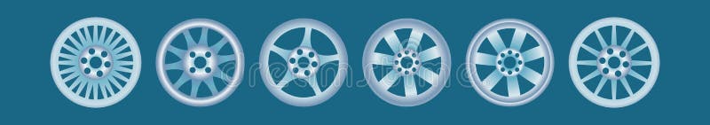 Set of Hubcap Cartoon Icon Design Template with Various Models. Vector ...