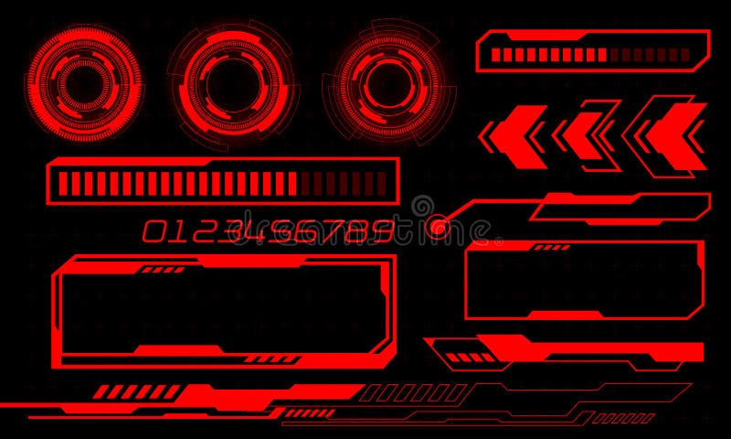 Red Futuristic Hud Elements Set Stock Illustrations – 134 Red ...
