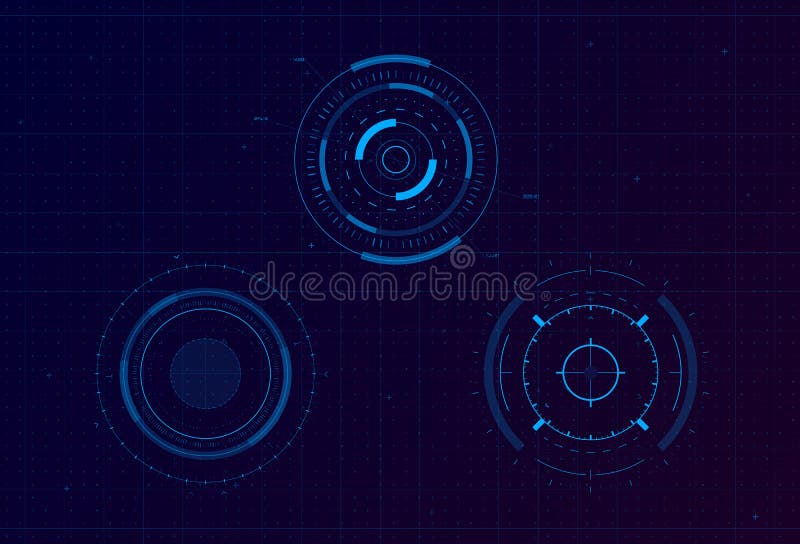 Set of HUD Circle Targets. Sci-fi Round Head-up Display for Futuristic ...
