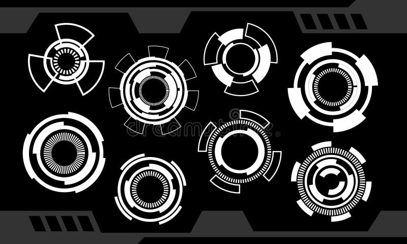 Set of HUD Circle White Modern User Interface Elements Design ...