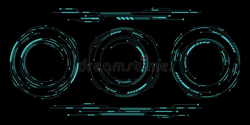 Set of HUD Elements for Your Futuristic Design. Round Cyber Frame. Sci ...