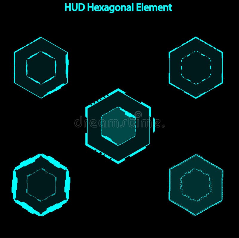 Set of Hud Hexagon Elements,Futuristic Sci Fi Modern User Interface Set ...