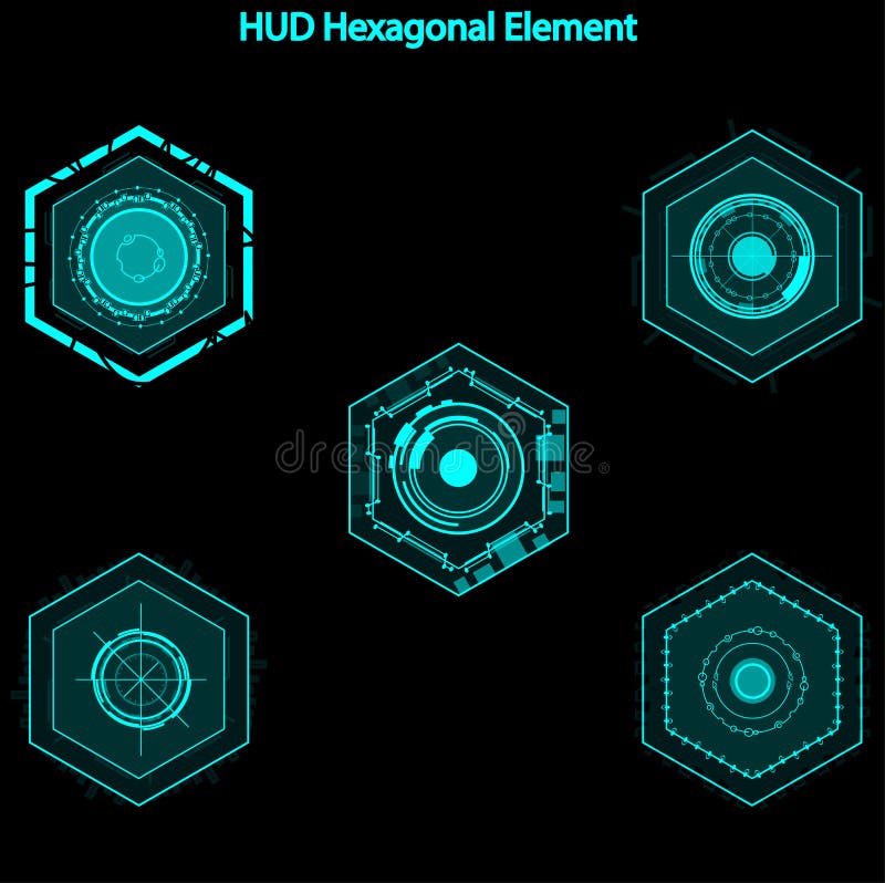 Set of Hud Hexagon Elements,Futuristic Sci Fi Modern User Interface Set ...