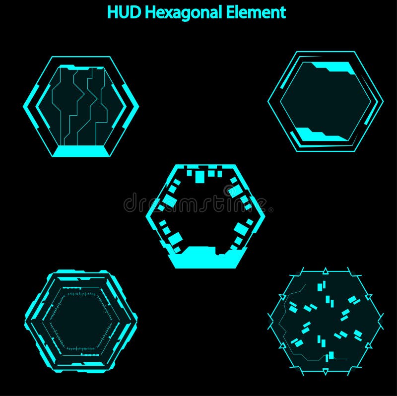 Set of Hud Hexagon Elements,Futuristic Sci Fi Modern User Interface Set ...