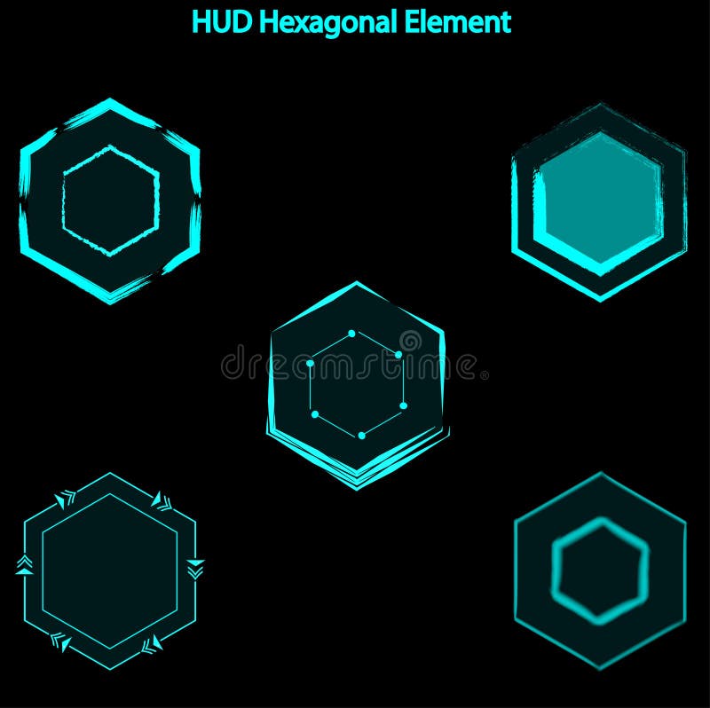 Set of Hud Hexagon Elements,Futuristic Sci Fi Modern User Interface Set ...
