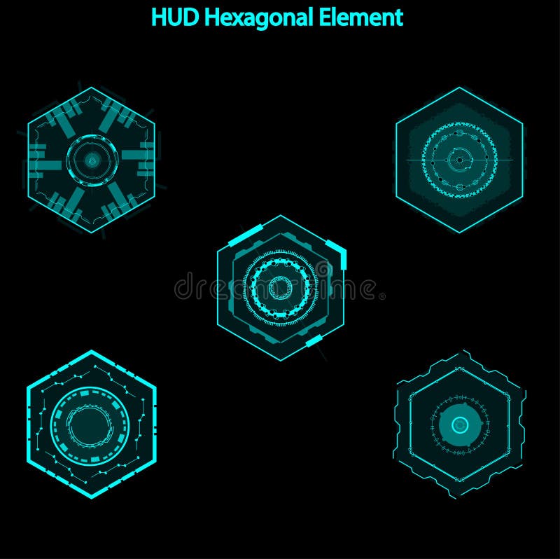 Set of Hud Hexagon Elements,Futuristic Sci Fi Modern User Interface Set ...