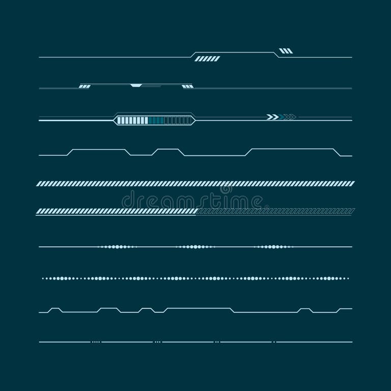 Set of Hud Lines Infographic Elements. Head-up Display Elements for the ...