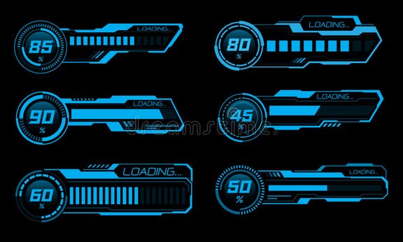 Set of HUD Modern Loading Progress Bars User Interface Elements Design ...