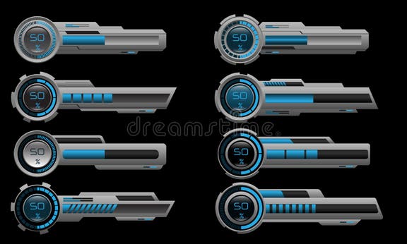 Set of HUD Modern Loading Progress Bars User Interface Elements Design ...