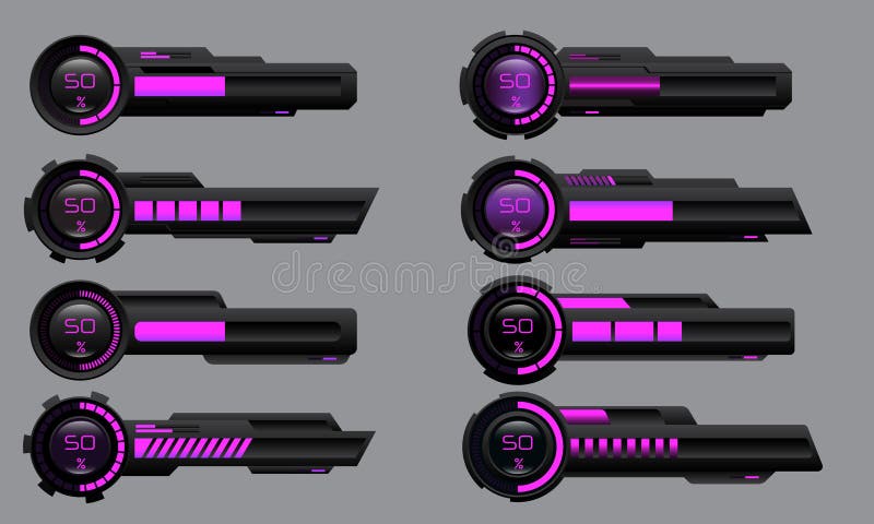 Set of HUD Modern Loading Progress Bars User Interface Elements Design ...