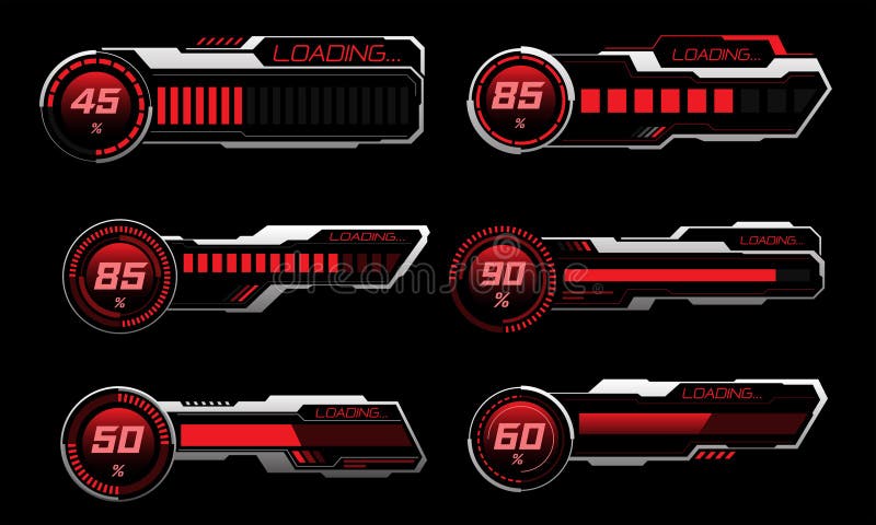 Set of HUD Modern Loading Progress Bars User Interface Elements Design ...