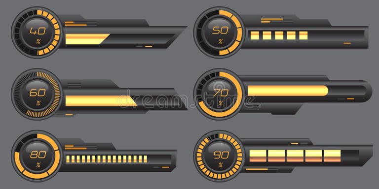 Set of HUD Modern Loading Progress Bars User Interface Elements Design ...