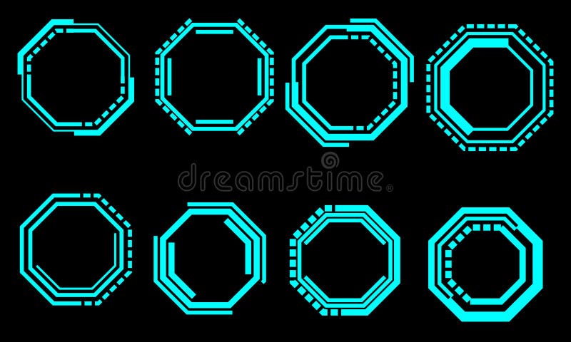 Set of HUD Octagon Modern User Interface Elements Design Technology ...