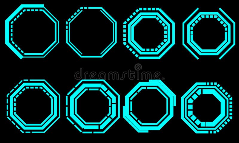 Set of HUD Octagon Modern User Interface Elements Design Technology ...