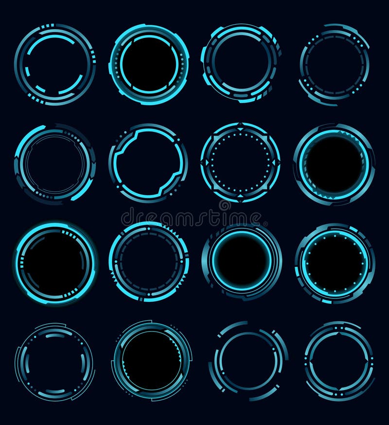 Set of Hud Round Frames or Borders, Sci Fi Circular Neon Elements for ... Set of Hud Round Frames or Borders, Sci Fi Circular Neon Elements for ...