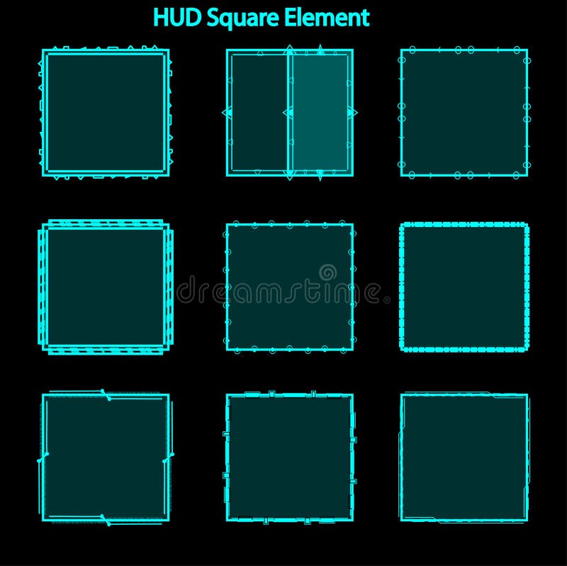 Set of Hud Square Elements,Futuristic Sci Fi Modern User Interface Set ...