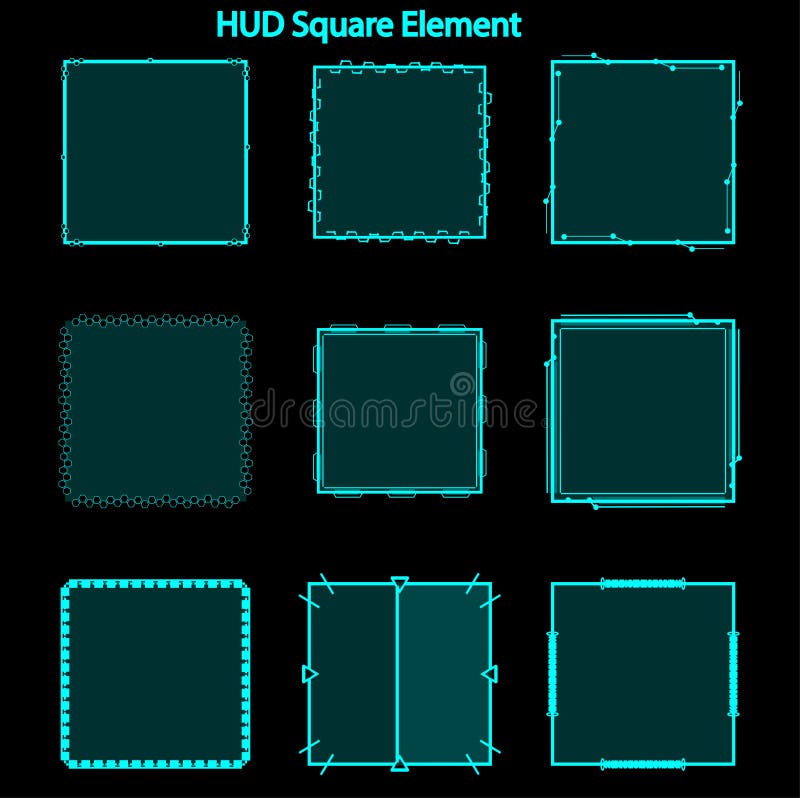 Set of Hud Square Elements,Futuristic Sci Fi Modern User Interface Set ...