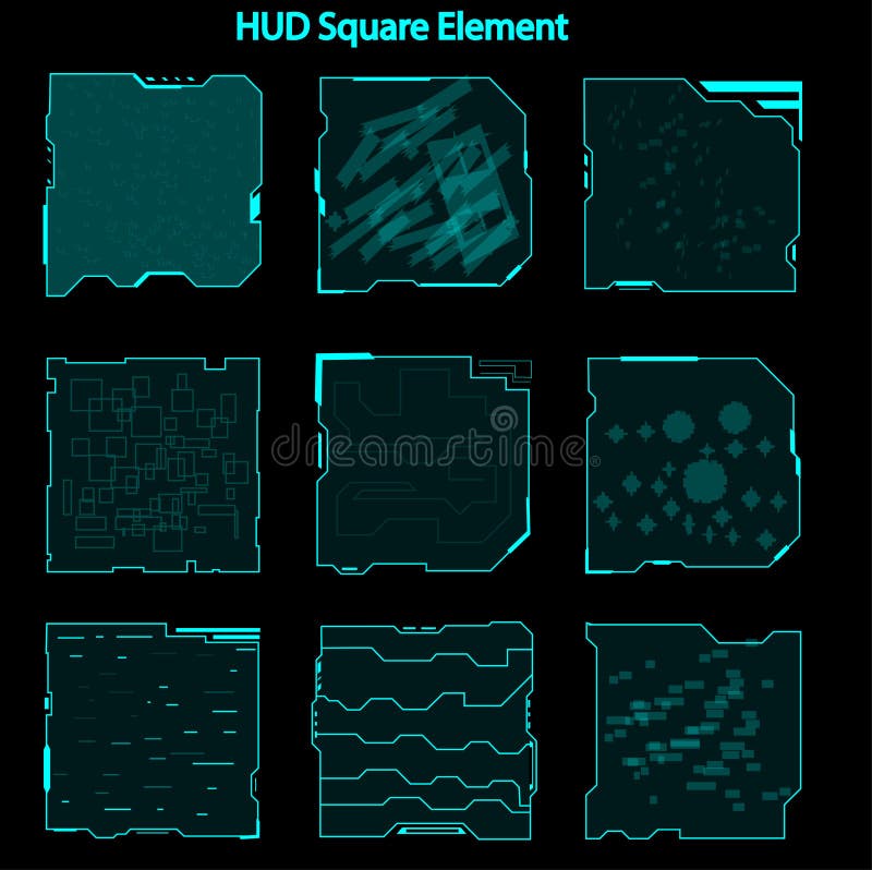Set of Hud Square Elements,Futuristic Sci Fi Modern User Interface Set ...