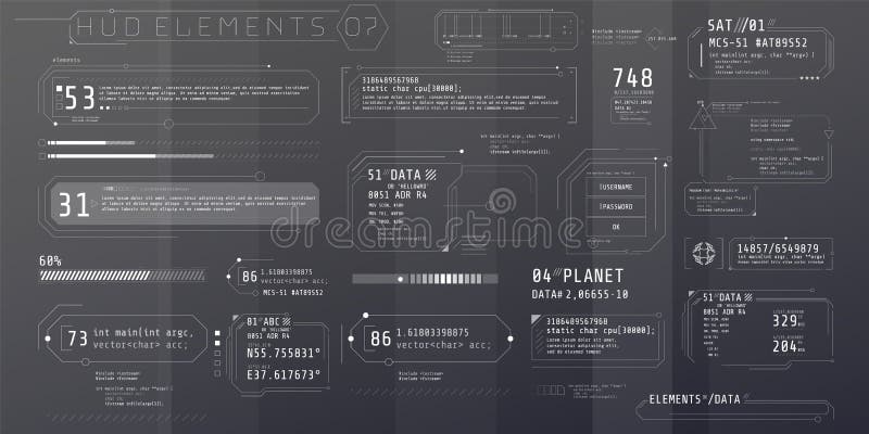 A Set of HUD Text Elements for a Futuristic Interface. Stock Vector ...