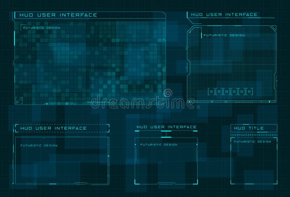 Set of HUD User Screen Interface on Dark Blue Digital Hi Tech ...