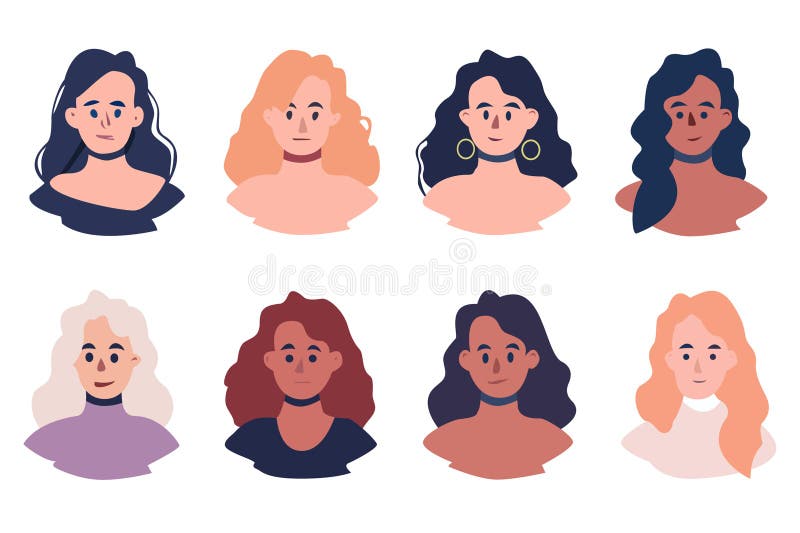 A Set of Human Avatars. Collection of Various Female Characters Stock ...