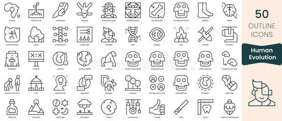 Set of Human Evolution Icons. Thin Linear Style Icons Pack Illustration ...
