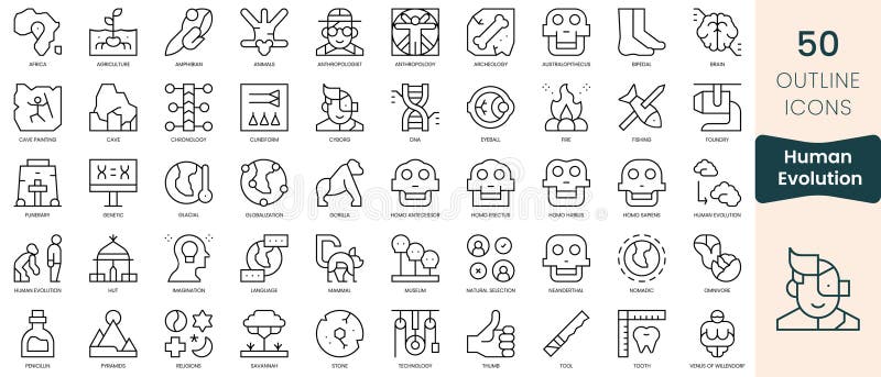Set of Human Evolution Icons. Thin Linear Style Icons Pack Stock Vector ...