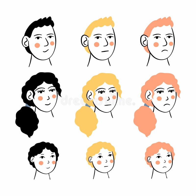 Set of Human Faces with Different Emotions Stock Vector - Illustration ...
