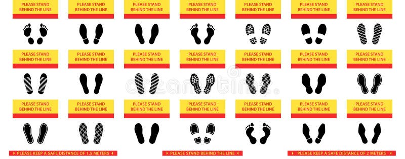 Set Human Footprintes Stop Text Stock Vector - Illustration of classic ...